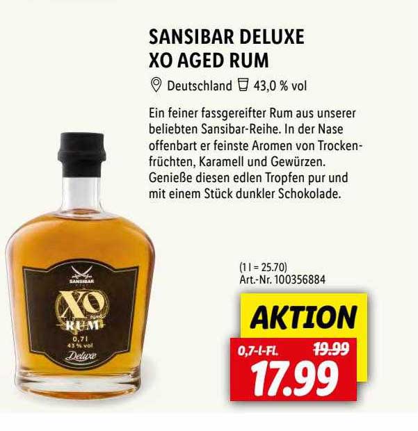 Sansibar Deluxe Xo Aged Rum Angebot bei Lidl - 1Prospekte.de