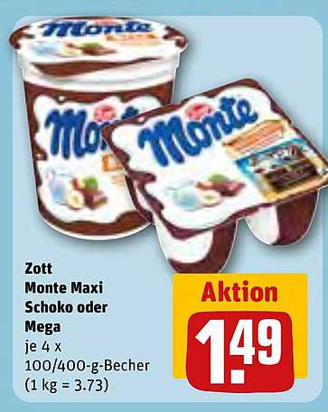 Zott Monte Maxi Schoko Oder Mega Angebot bei REWE - 1Prospekte.de