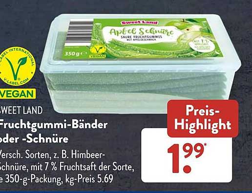 Sweet Land Fruchtgummi-bander Oder-schnure Angebot bei ALDI SÜD - 1Prospekte.de