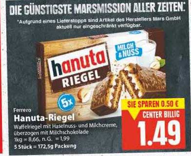 Ferrero Hanuta-riegel Angebot bei E Center - 1Prospekte.de