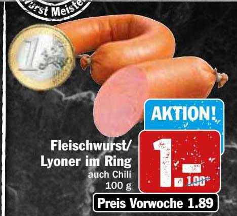 Fleischwurst Oder Lyoner Im Ring Angebot bei Hit - 1Prospekte.de