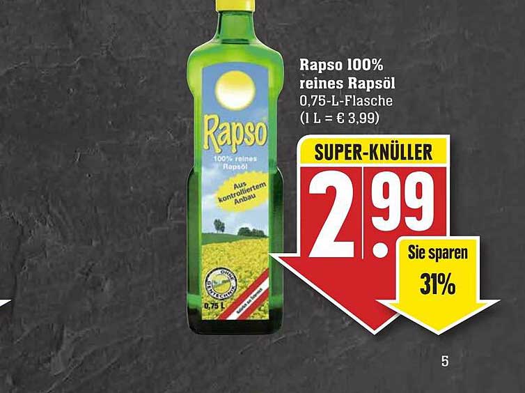 Rapso 100% Reines Rapsöl Angebot bei EDEKA - 1Prospekte.de