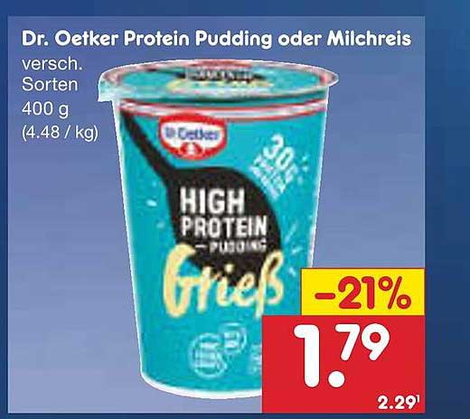 Dr Oetker Protein Pudding Oder Milchreis Angebot bei Netto Marken ...