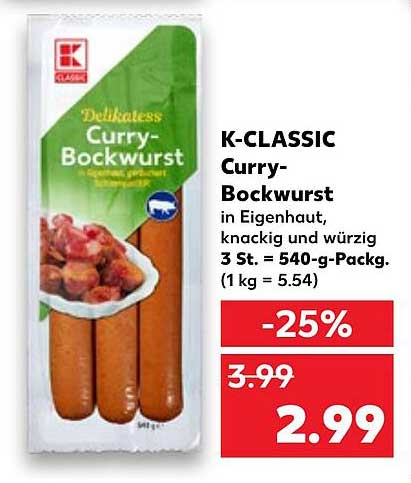K-classic Curry-bockwurst Angebot bei Kaufland - 1Prospekte.de