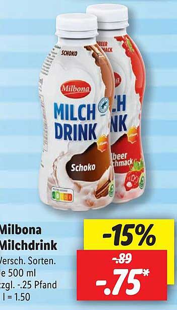Milbona Milchdrink Angebot bei Lidl - 1Prospekte.de