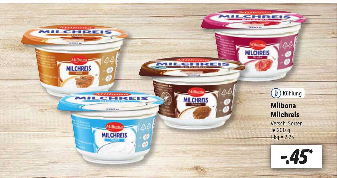 Milbona Milchreis Angebot bei Lidl - 1Prospekte.de