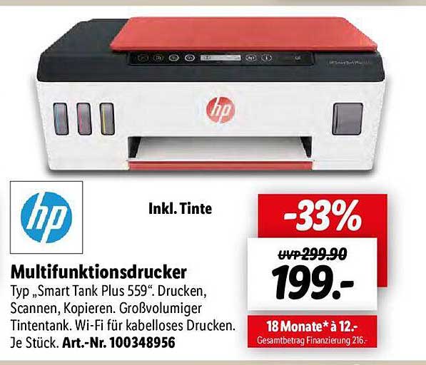 Hp Multifunktionsdrucker Smart Tank Plus 559 Angebot bei Lidl ...