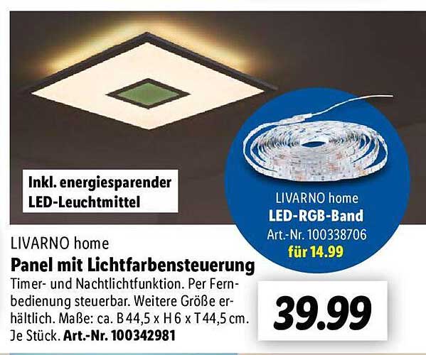 Livarno Home Panel Mit Lichtfarbensteuerung Angebot bei Lidl ...