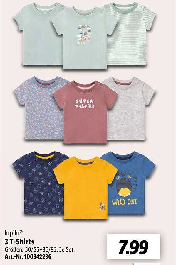 Lupilu 3 T-shirts Angebot bei Lidl - 1Prospekte.de