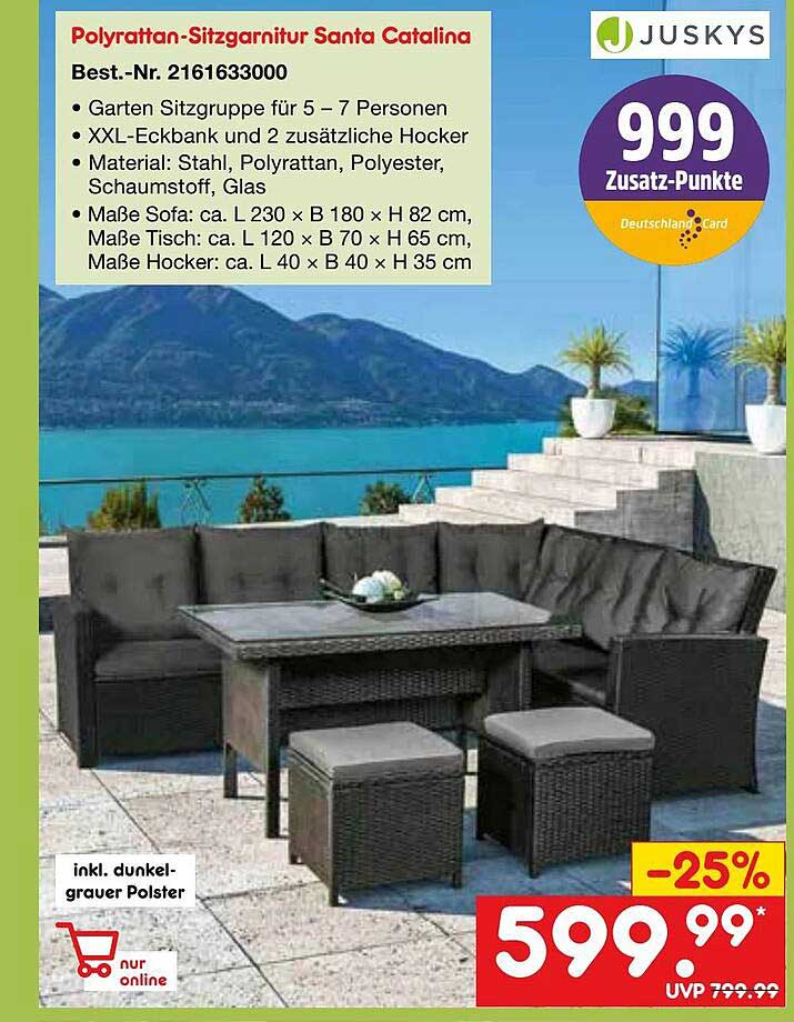 Juskys Polyrattan-sitzgarnitur Santa Catalina Angebot bei Netto Marken ...