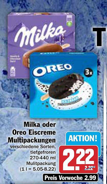 Milka Oder Oreo Eiscreme Multipackungen Angebot bei AEZ - 1Prospekte.de