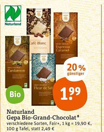Naturland Gepa Bio-grand-chocolat Angebot bei Tegut - 1Prospekte.de