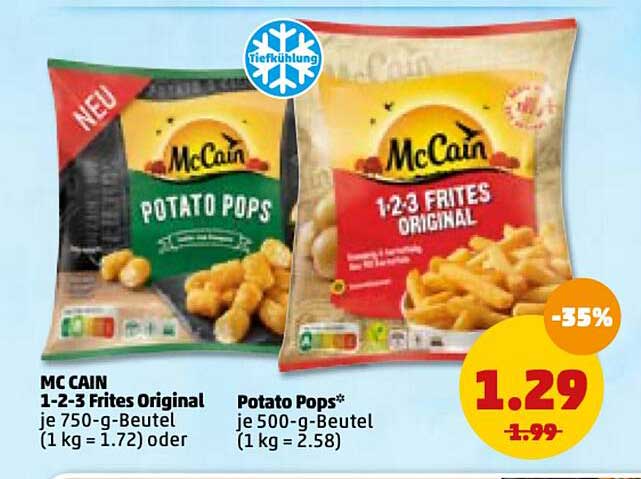 Mccain 1-2-3 Frites Original Oder Potato Pops Angebot bei Penny ...