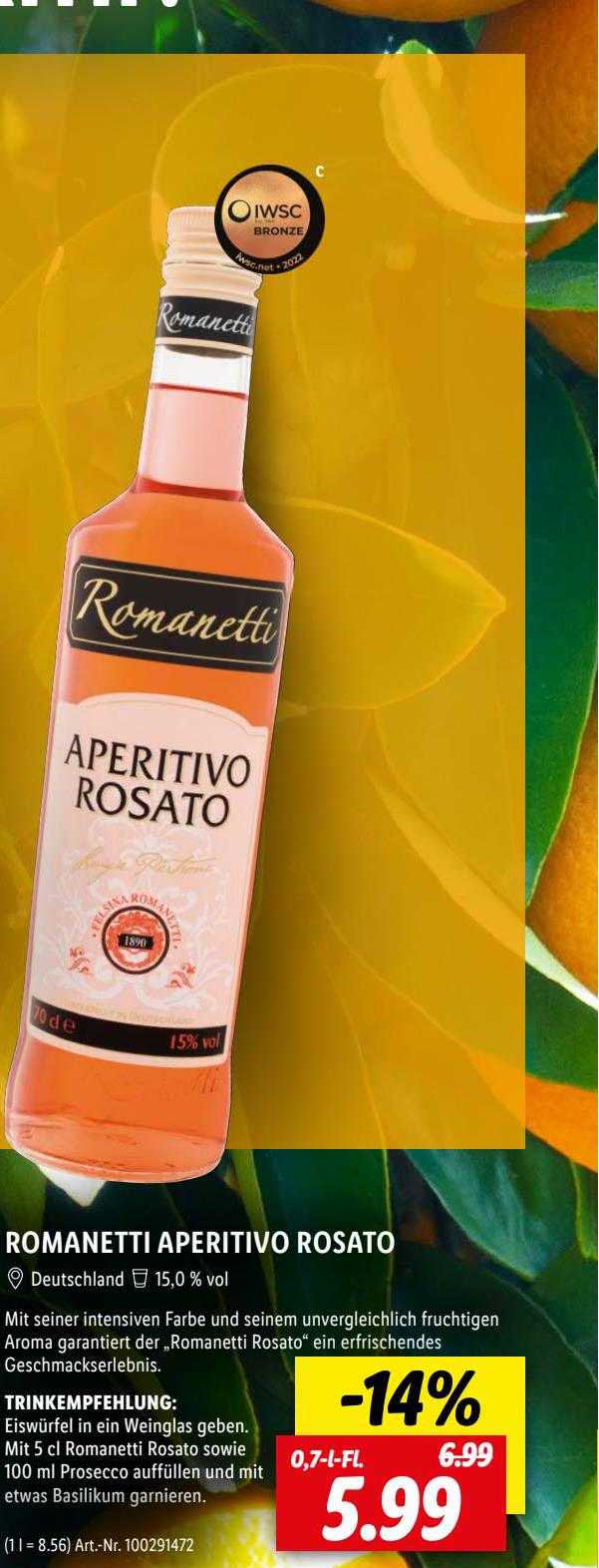Romanetti Aperitivo Rosato Angebot bei Lidl - 1Prospekte.de
