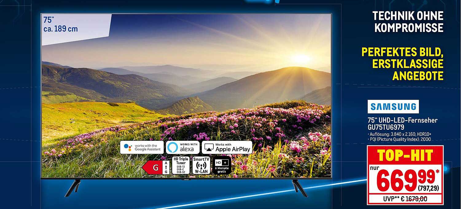 Samsung 75'' Uhd Led Fernseher GU75TU6979 Angebot bei METRO - 1Prospekte.de