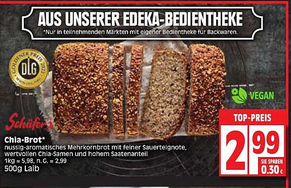 Schäfer's Chia-brot Angebot bei EDEKA - 1Prospekte.de