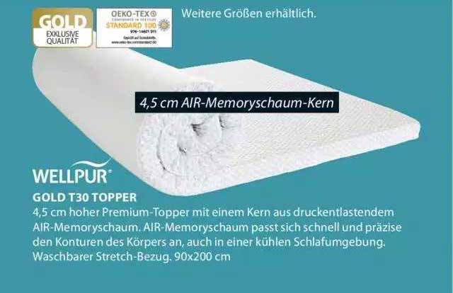 Wellpur Gold T30 Topper Angebot bei Jysk