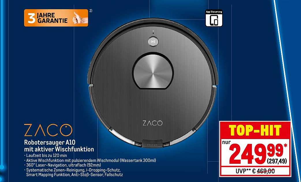 Zaco Robotersauger A10 Mit Aktiver Wischfunktion Angebot bei METRO ...