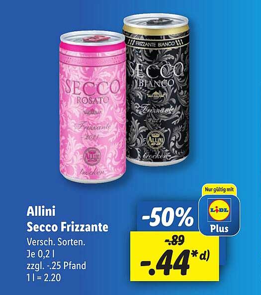 Allini Secco Frizzante Angebot bei Lidl - 1Prospekte.de