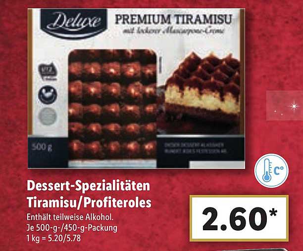 Deluxe Dessert-spezialitäten Tiramisu Oder Profiteroles Angebot bei ...
