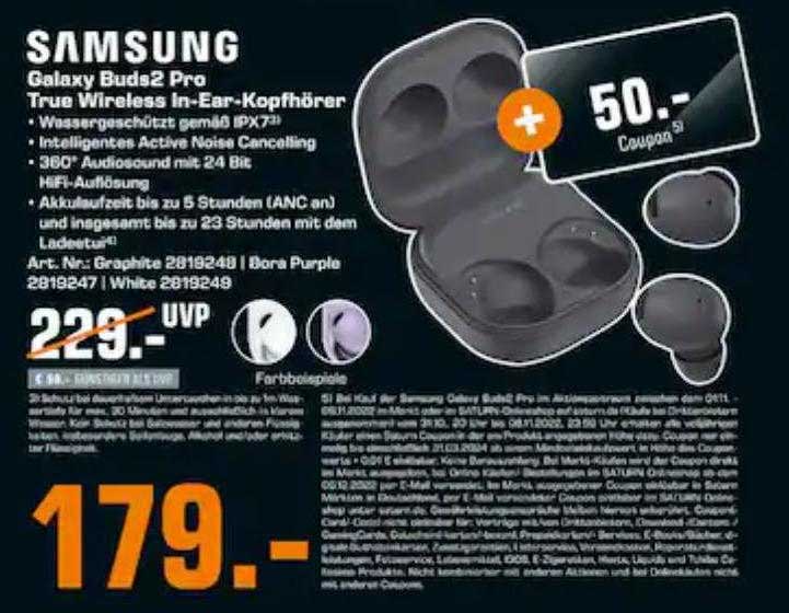 Samsung Galaxy Buds2 Pro True Wireless In-ear-kopfhörer Angebot bei ... Samsung Galaxy Buds2 Pro True Wireless In-ear-kopfhörer Angebot bei ...