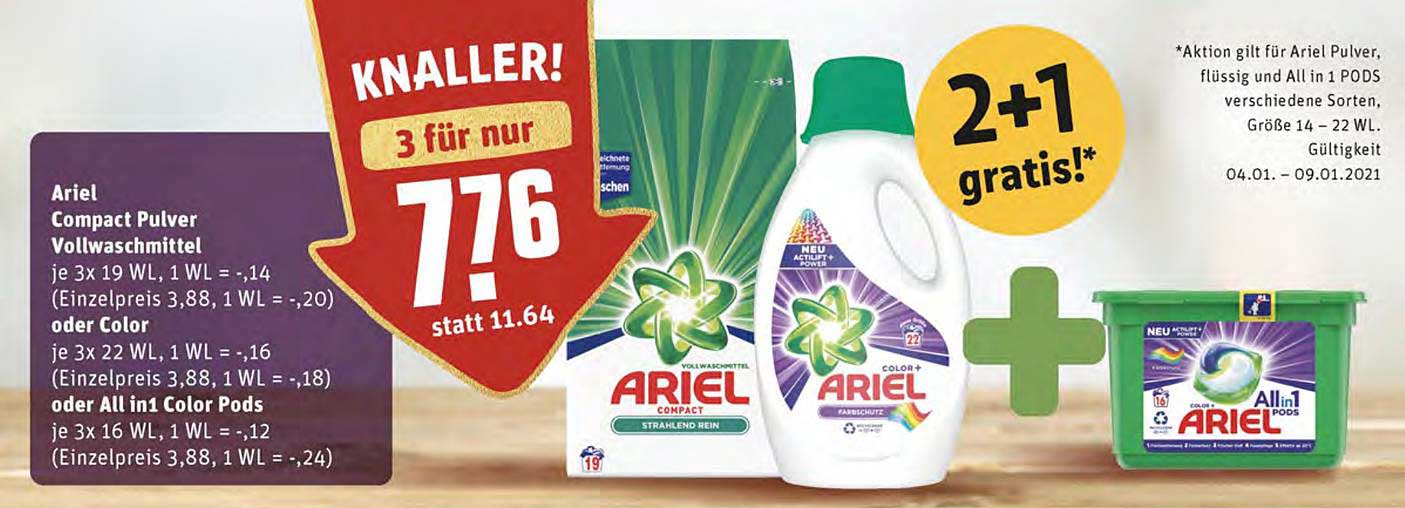 Ariel Compact Pulver Vollwaschmittel Oder Color Oder All In 1 Color ...