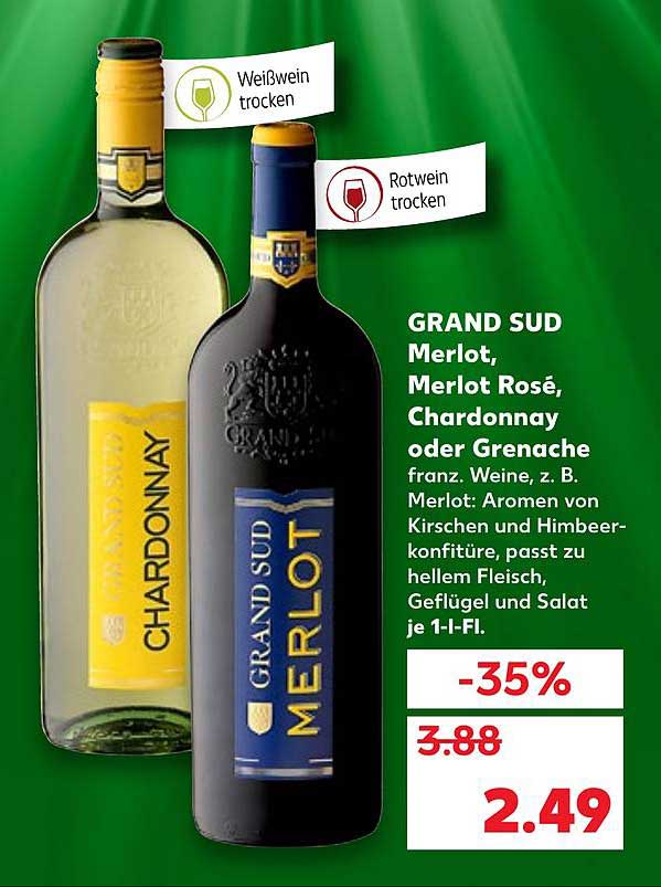 Grand Sud Merlot, Merlot Rosé, Chardonnay Oder Grenache Angebot bei ...