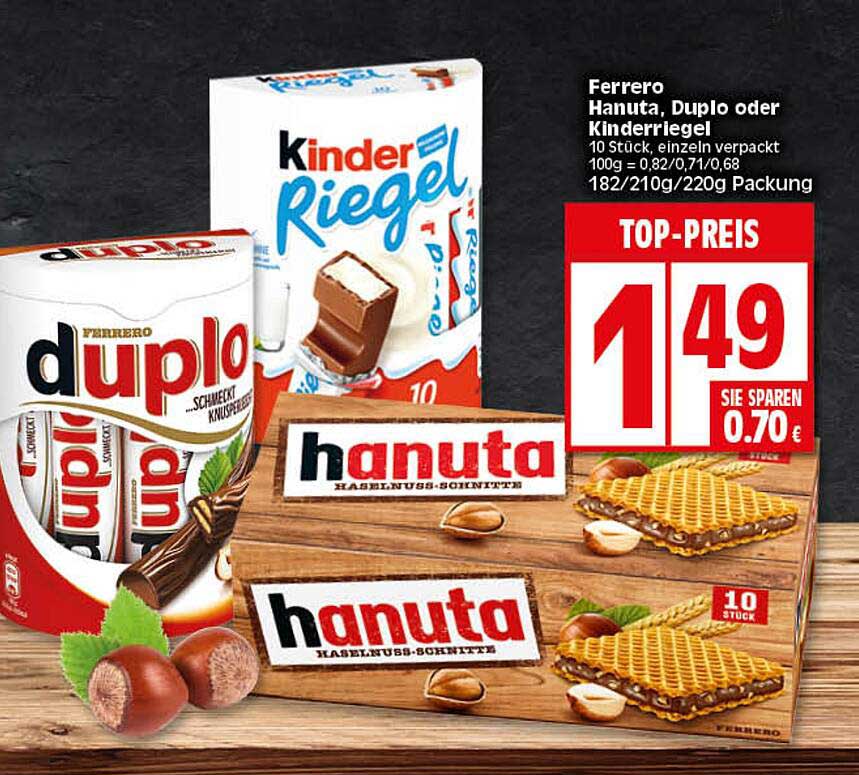 Ferrero Hanuta, Duplo Oder Kinderriegel Angebot bei Elli Markt ...