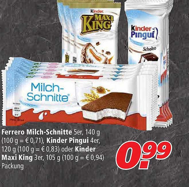 Ferrero Milch-schnitte, Kinder Pingui Oder Kinder Maxi King Angebot bei ...