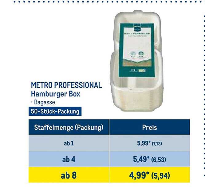 Metro Professional Hamburger Box Angebot bei METRO