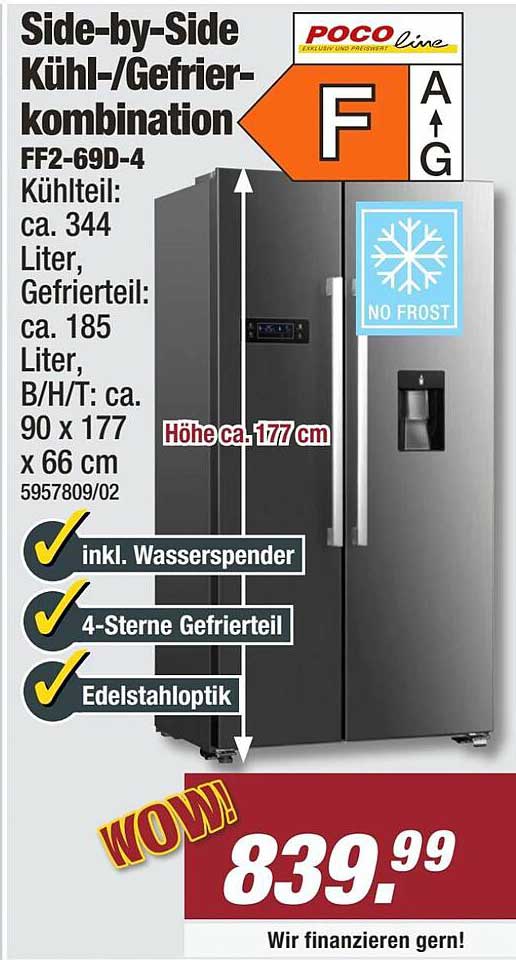 Poco Line Side-by-side Kühl- Gefrierkombination Ff2-69d-4 Angebot bei ...