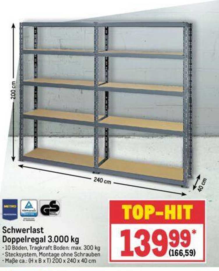 Metro Professional Schwerlast Doppelregal Angebot bei METRO - 1Prospekte.de