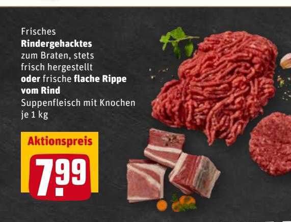 Frisches Rindergehacktes Oder Flache Rippe Vom Rind Angebot bei ...