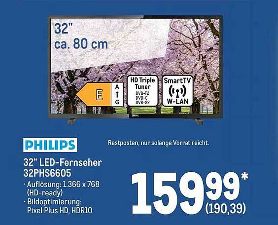 Philips 32" Led-fernseher 32phs6605 Angebot bei METRO - 1Prospekte.de