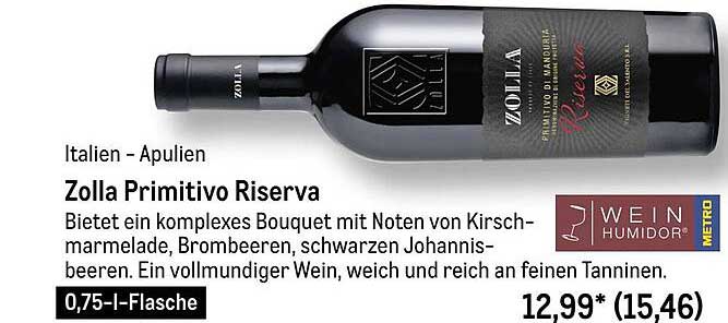 Zolla Primitivo Riserva Angebot bei METRO