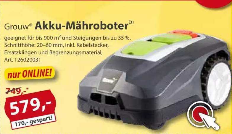 Grouw Akku-mähroboter Angebot bei Sonderpreis Baumarkt - 1Prospekte.de