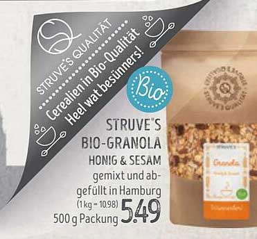 Struve's Bio Granola Honig & Sesam Angebot bei Edeka Struve - 1Prospekte.de