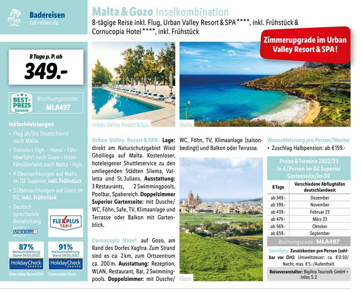 Malta & Gozo Inselkombination Angebot bei Lidl - 1Prospekte.de
