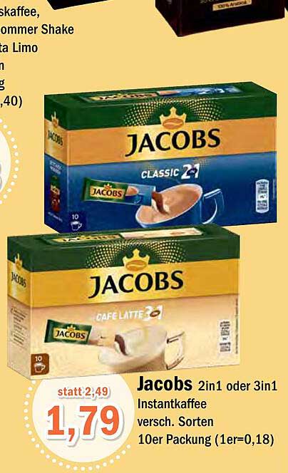 Jacobs 2in1 Oder 3in1 Instantkaffee Angebot bei Aktiv Irma - 1Prospekte.de