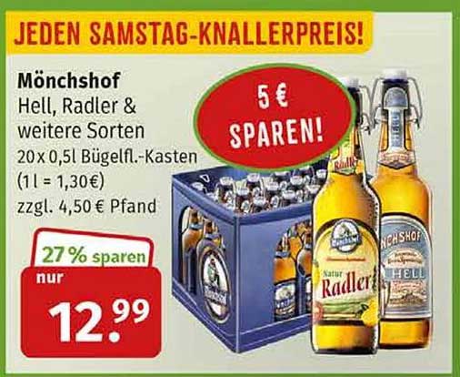 Mönchshof Hell, Radler & Weitere Sorten Angebot bei Markgrafen ...