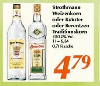 Strothmann Weizenkorn Oder Kräuter Oder Berentzen Traditionskorn ...