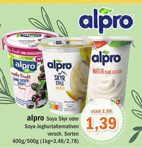 Alpro Soya Skyr Oder Soya-joghurtalternativen Angebot bei Aktiv Irma ...