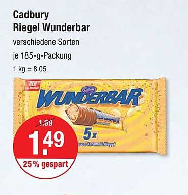 Cadbury Riegel Wunderbar Angebot bei V-Markt - 1Prospekte.de