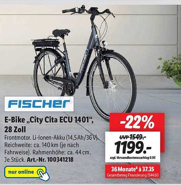 Fischer E-bike City Cita Ecu 1401 28 Zoll Angebot bei Lidl - 1Prospekte.de