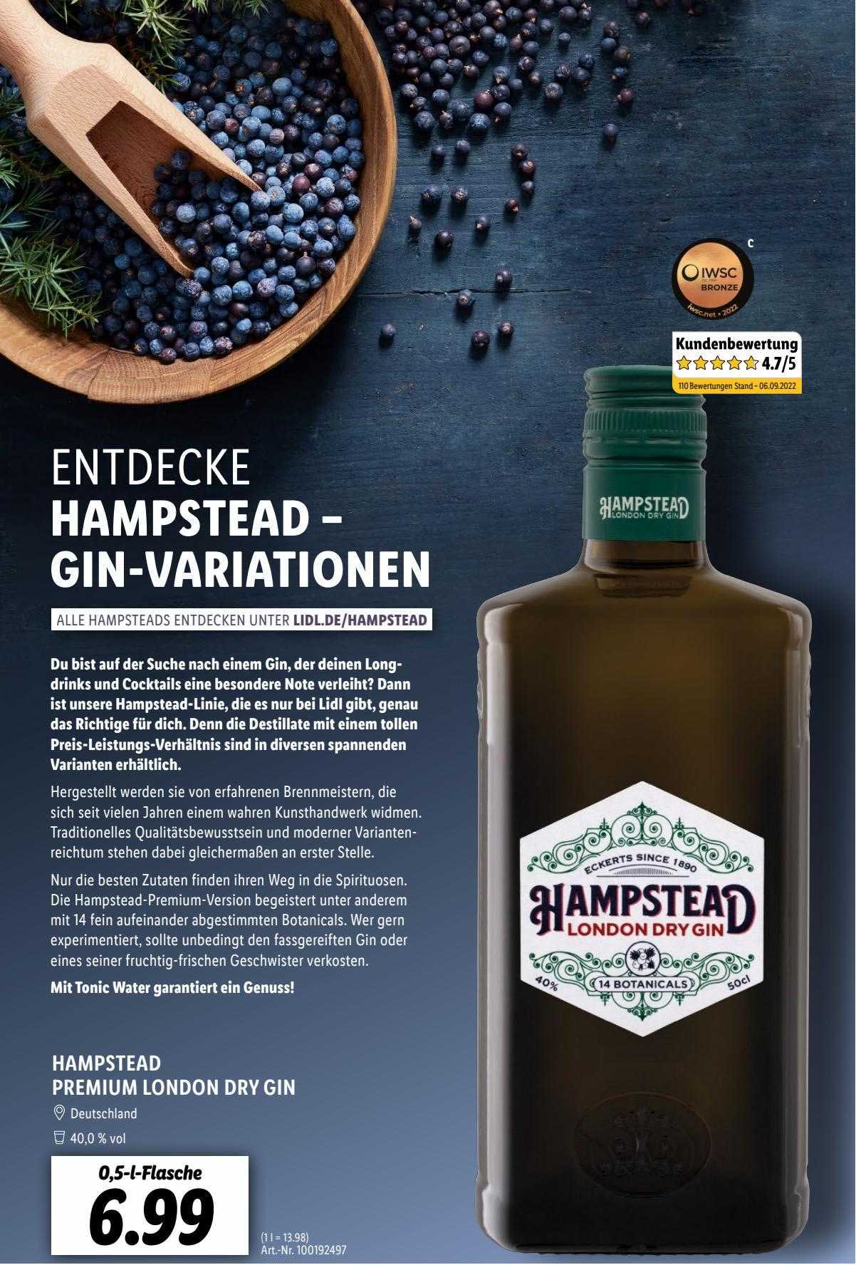 Hampstead - Gin-variationen Angebot bei Lidl - 1Prospekte.de