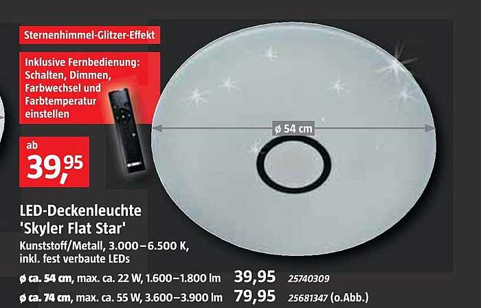 Led-deckenleuchte 'skyler Flat Star' Angebot bei Bauhaus - 1Prospekte.de