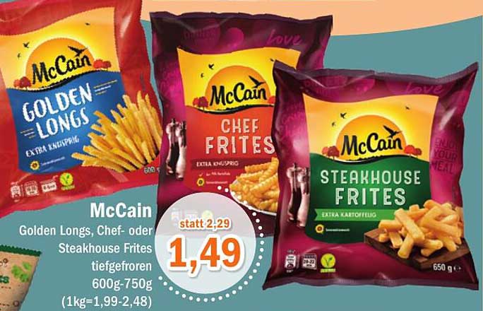 Mccain Golden Longs, Chef- Oder Steakhouse Frites Tiefgefroren Angebot ...