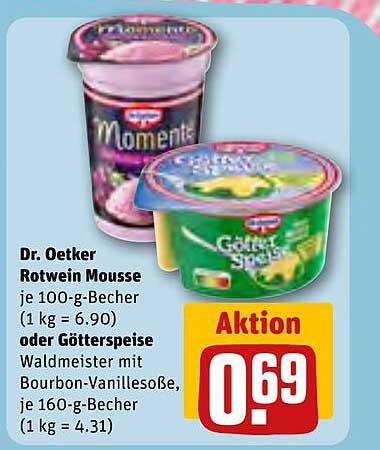 Dr Oetker Rotwein Mousse Oder Götterspeise Angebot bei REWE - 1Prospekte.de