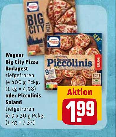 Wagner Big City Pizza Budapest Oder Piccolinis Salami Angebot bei REWE ...