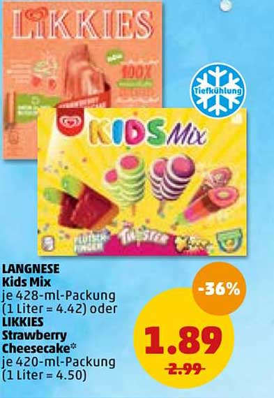 Langnese Kids Mix Oder Likkies Strawberry Cheesecake Angebot bei Penny ...